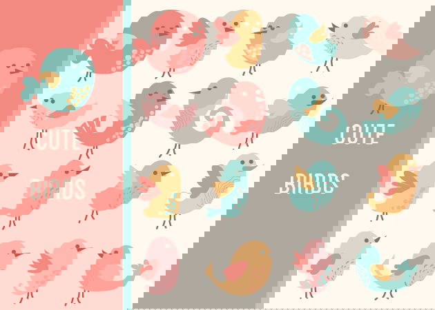 Cute Birds Vector Set 2 - Designious
